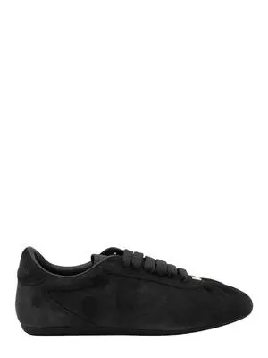 Dolce & Gabbana Suede Low-top Sneakers With Embossed Logo - Black