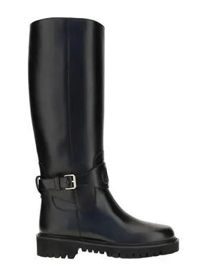 VALENTINO Valentino Garavani Leather Knee-High Boots With VLogo Signature