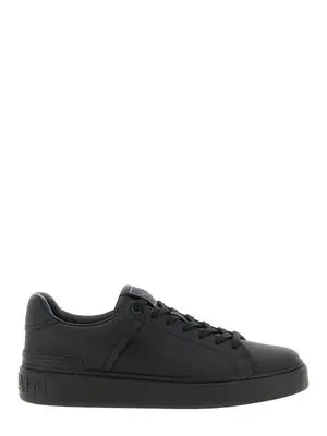 Balmain B-court Bicolour Smooth Calf Leather Trainers - Black