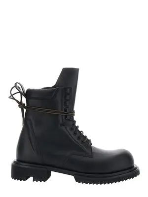 Rick Owens Lace-up Combat Boots - Black