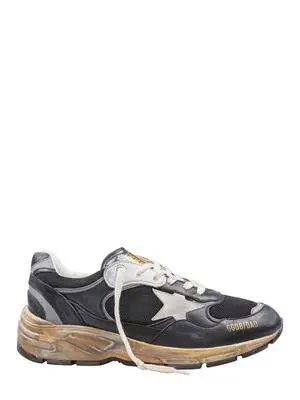 GOLDEN GOOSE Golden Goose Dad-Star Leather And Mesh Trainers With Distressed Effect Black