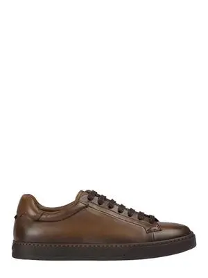 DOUCAL'S Morgan Low Top Sneakers In Smooth Calfskin Leather - Brown