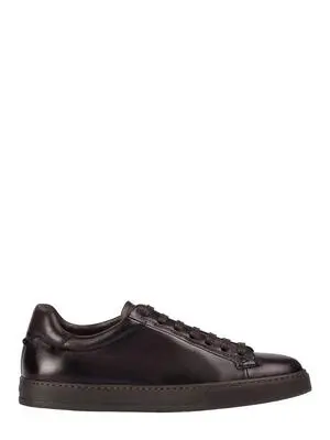 DOUCAL'S Morgan Low Top Sneakers In Smooth Calfskin Leather - Dark