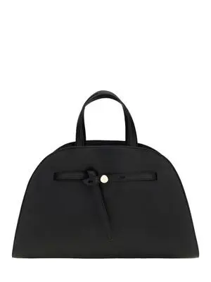 Tory Burch Romy Grained Leather Handbag With Double T Logo And Shoulder Strap - Black