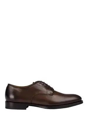 DOUCAL'S Smooth Calfskin Leather Derby Shoes - Brown