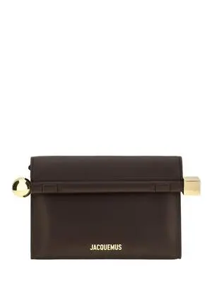 Jacquemus Rond Carré Rigid Lambskin Mini Clutch - Brown