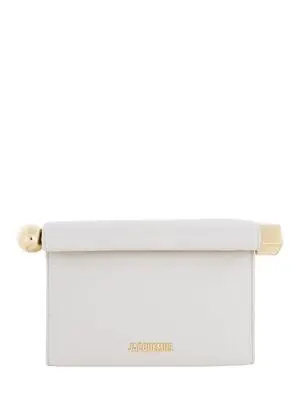 Jacquemus Rond Carré Rigid Lambskin Mini Clutch - Ivory