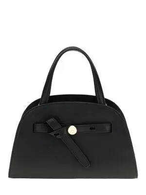 Tory Burch Romy Small Grained Leather Handbag With Double T Logo - Black