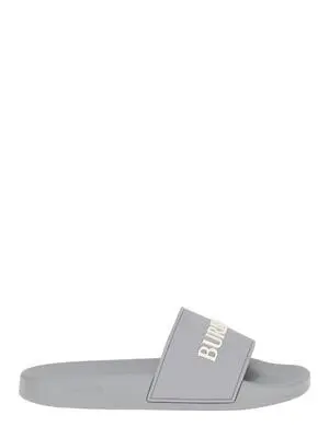Burberry Burberry Rubber Slides With Contrasting Lettering Logo Grey