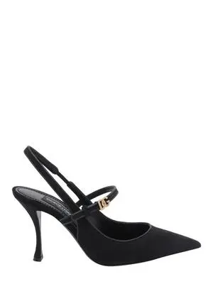 Dolce & Gabbana Slingback Pumps With Dg Logo Detail - Black