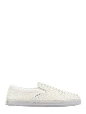Bottega Veneta Bottega Veneta Intrecciato Leather Slip-On Sneakers White