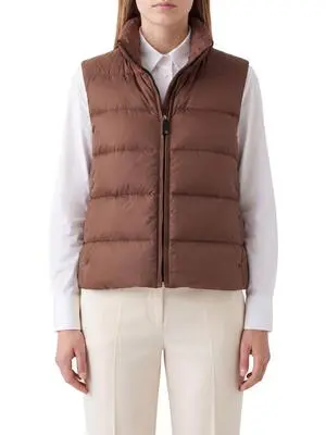 Max Mara Water-repellent Quilted Nylon Padded Gilet With High Neck - Brown
