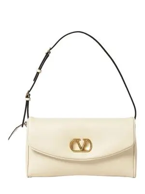 Valentino Garavani VALENTINO Nappa Leather Shoulder Bag With VLogo Signature White