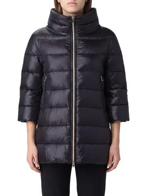 Herno Long Quilted Nylon Puffer Coat With Funnel Neck And Zip Closure - Black