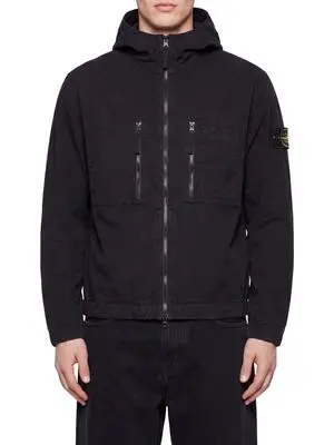 Stone Island Stone Island Ripstop Nylon Hooded Bomber Jacket With Compass Logo Black