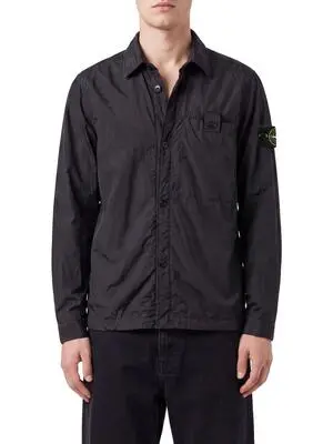 Stone Island Crinkle Reps Ny Recycled Nylon Shirt Jacket - Black
