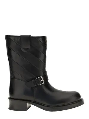 Valentino Garavani Leather Buckled Boots - Black