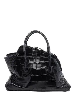Attico La Passeggiata Croc-effect Calfskin Mini Handbag - Black