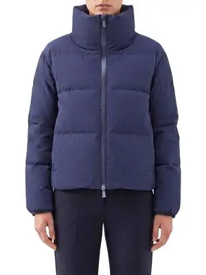 Herno Short Quilted Nylon Down Jacket With Funnel Neck And Zip Closure - Black