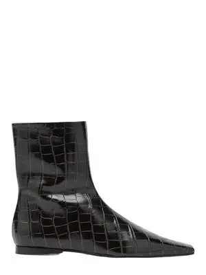 TOTEME Croc Effect Ankle Boots - Brown
