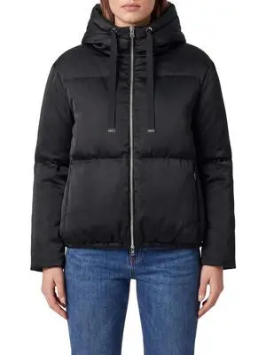 Herno Short Water-repellent Nylon Down Jacket With Funnel Neck And Drawstring Hem - Black