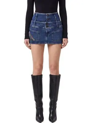 DIESEL® Decorivas High-waisted Cotton Mini Skirt - Denim