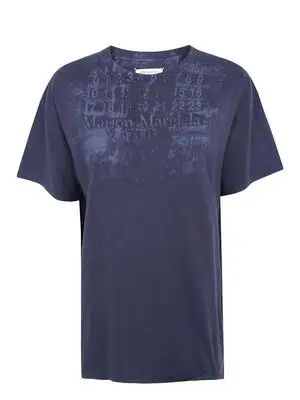MAISON MARGIELA Cotton T-shirt With Numeric Logo And Dropped Shoulders Black