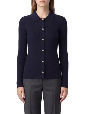 Max Mara S Max Mara Slim Fit Polo Jumper In Pure Virgin Wool Blue