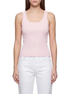 Casablanca U-neck Slim Fit Stretch Cotton Tank Top With Contrast Logo - Pink
