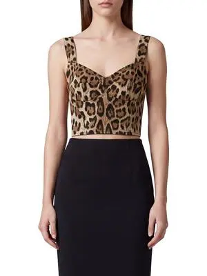 DOLCE & GABBANA Dolce & Gabbana Animalier Print Cropped Corset Top