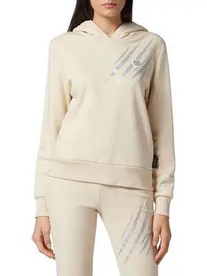 PLEIN SPORT Hexagon Logo Jersey Hoodie - Beige