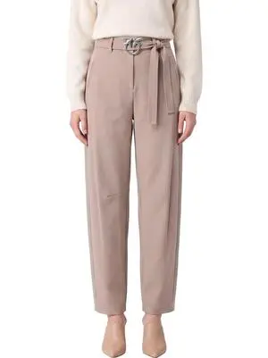 Pinko Tailored Belted Wide Leg Pants - Beige