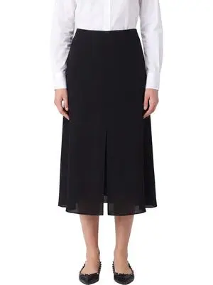 Valentino Garavani Valentino Garavani High-Waisted A-Line Silk Midi Skirt Black