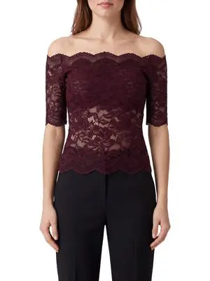 Rabanne Rabanne Off-the-Shoulder Lace Top Violet