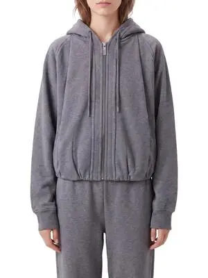 Sportmax Zipped Cotton Hoodie - Grey
