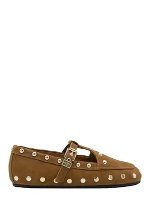 GANNI Embellished Ballet Flats - Coffee