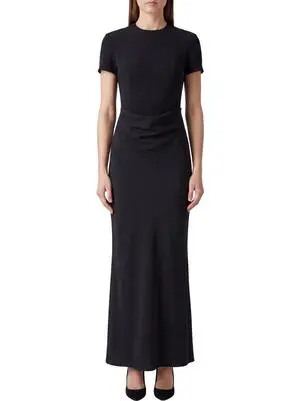 ROTATE BY BIRGER CHRISTENSEN Short-sleeved Sheath Midi Dress In Recycled Polyester Crêpe