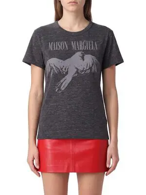 MAISON MARGIELA Slim Fit Cotton T-shirt With Contrasting Front Graphic Print - Grey