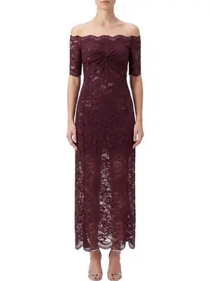 Rabanne Stretch-lace Sheath Midi Dress With Straight Neckline - Violet