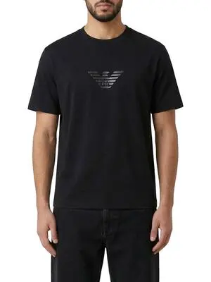 Emporio Armani Slim Fit T-shirt In Cotton With Tone-on-tone Logo - Black