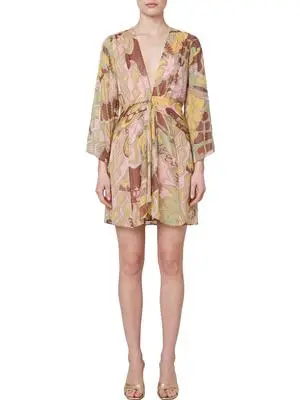 Rixo Abstract-pattern Lamé Sheath Mini Dress - Green