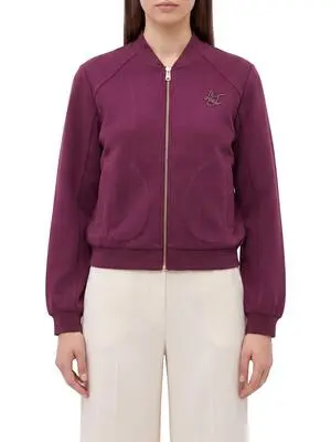 Liu Jo Liu Jo Zip-Up Sweatshirt With Rhinestone Logo Red