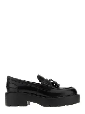 Miu Miu Leather Loafers With Tassel Detail - Black