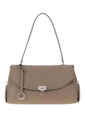 FERRAGAMO Dove Grey Leather Sofia 2026 Handbag - Gray
