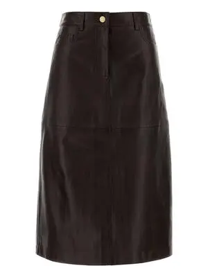 Max Mara Gita Leather Skirt - Brown