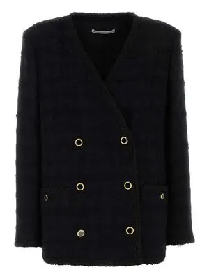 Alessandra Rich Black Boucle Blazer - Multicolor