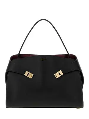 FERRAGAMO Leather Large Hug Soft Shoulder Bag - Black