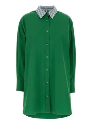 Loewe LOEWE Grass Poplin Shirt Dress Green