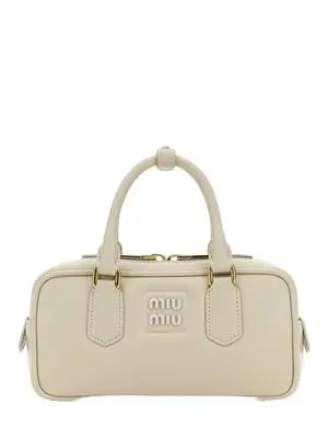 Miu Miu Chalk Leather Arcadie Handbag - White