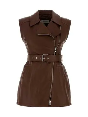 Sportmax Chocolate Leather Favella Vest - Brown